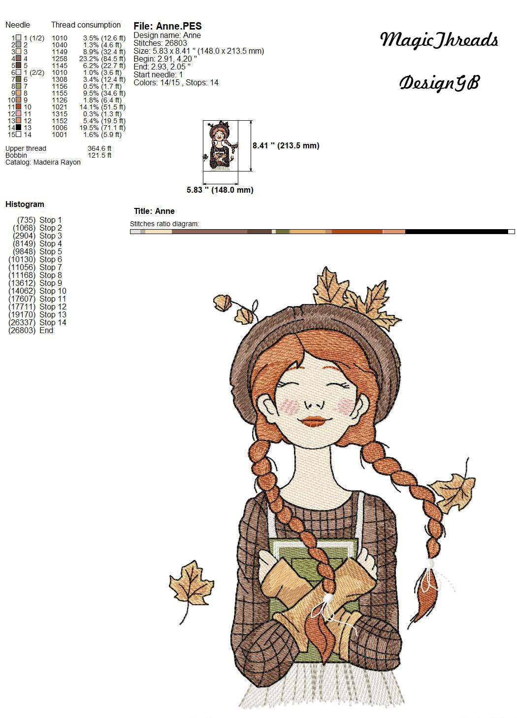 Anne Machine Embroidery Design Anne of Green Gables 57 68 - Etsy UK