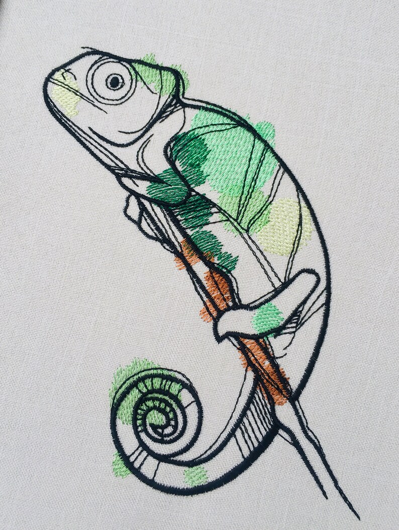 Chameleon Machine Embroidery Design, Embroidery Chameleon, Embroidery ...