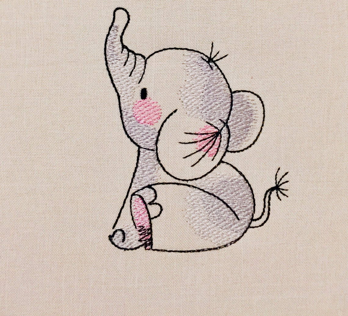 Baby Elephant Machine Embroidery Design Embroidery Elephant | Etsy UK