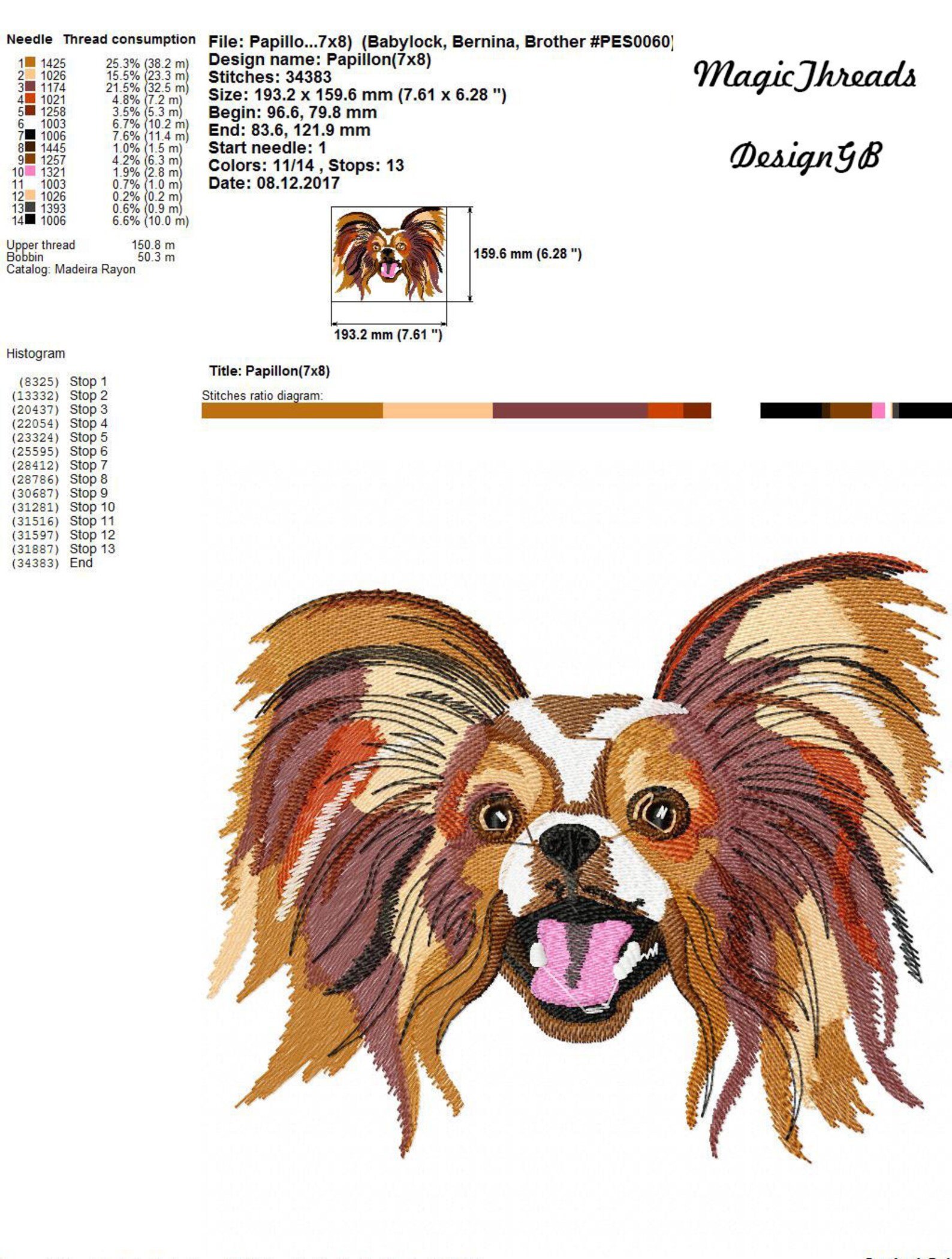 Dog Papillon Machine Embroidery Design Embroidery Dog | Etsy