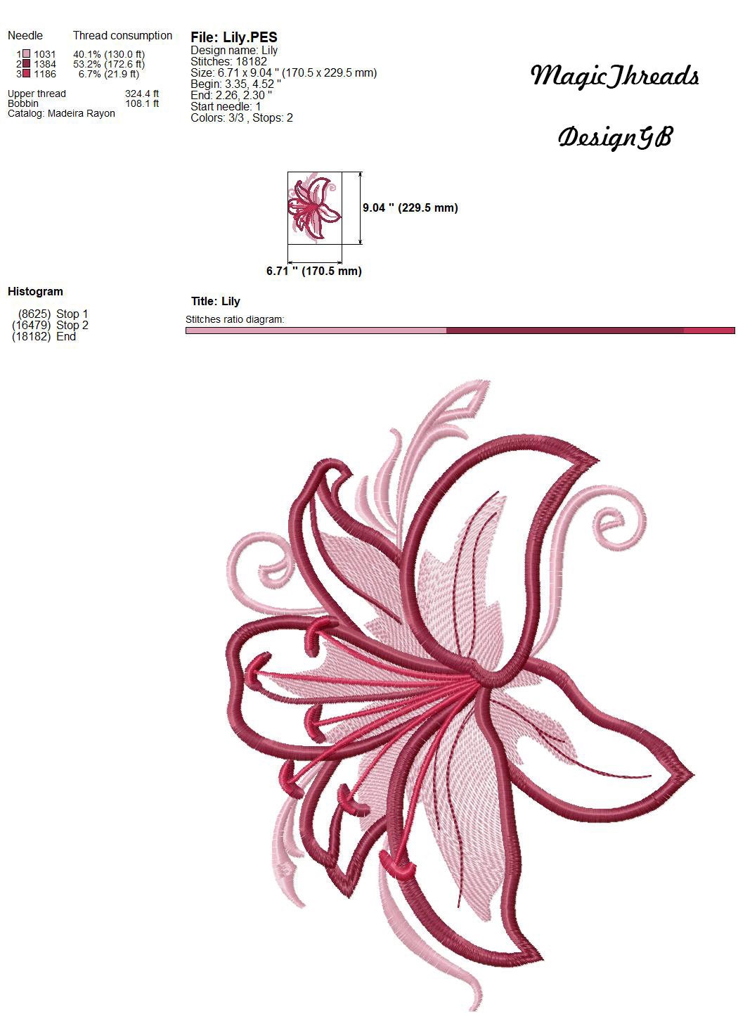 Lily Blooms Machine Embroidery Design, Embroidery Flowers, Embroidery ...