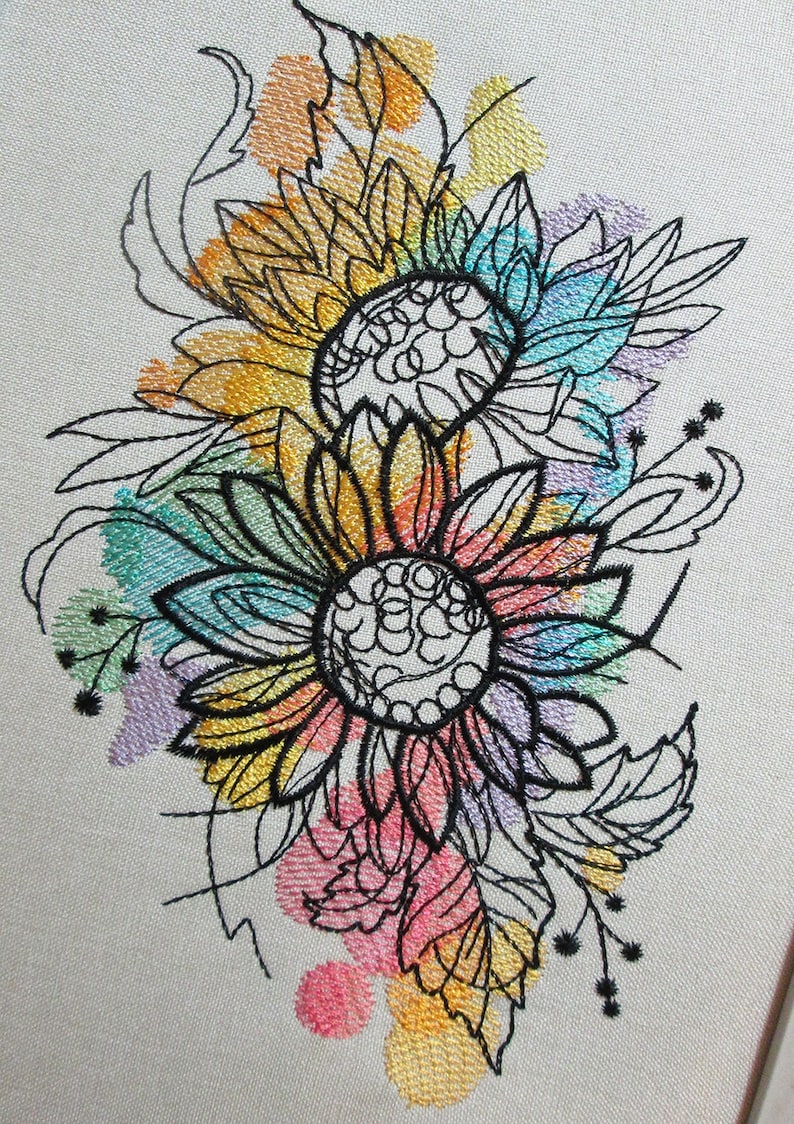 Sunflower Machine Embroidery Designs Sunflower Embroidery - Etsy