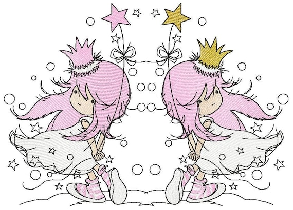 Pink Princess Machine Embroidery Design Embroidery Princess | Etsy