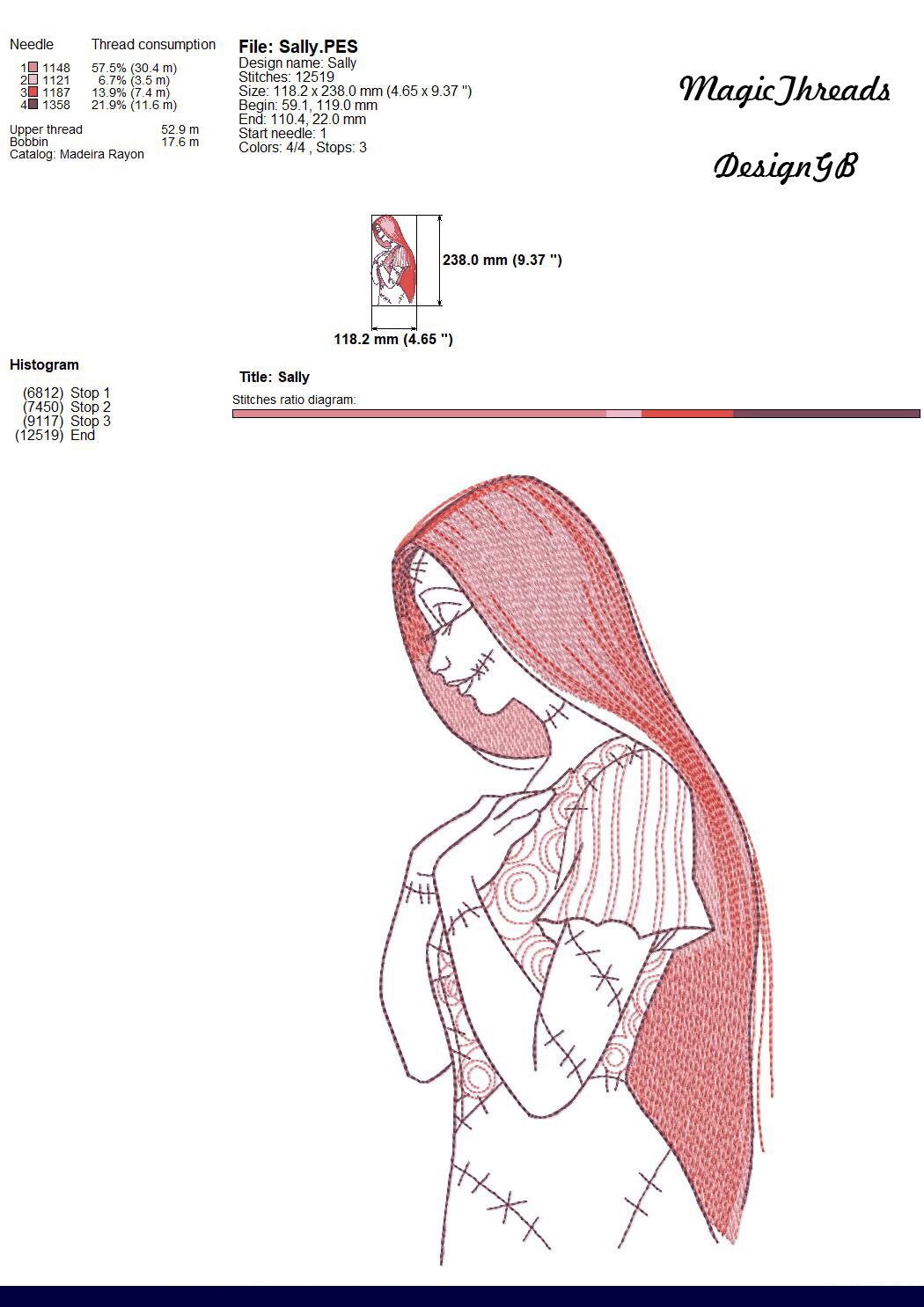 Sally Nightmare Machine Embroidery Design Halloween Design - Etsy