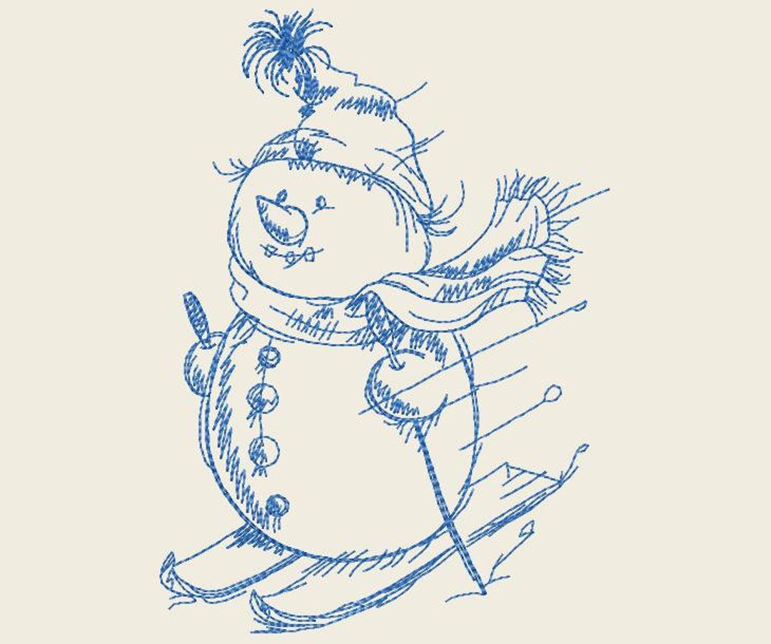 Redwork Snowman Machine Embroidery Design, Winter Embroidery, Merry ...