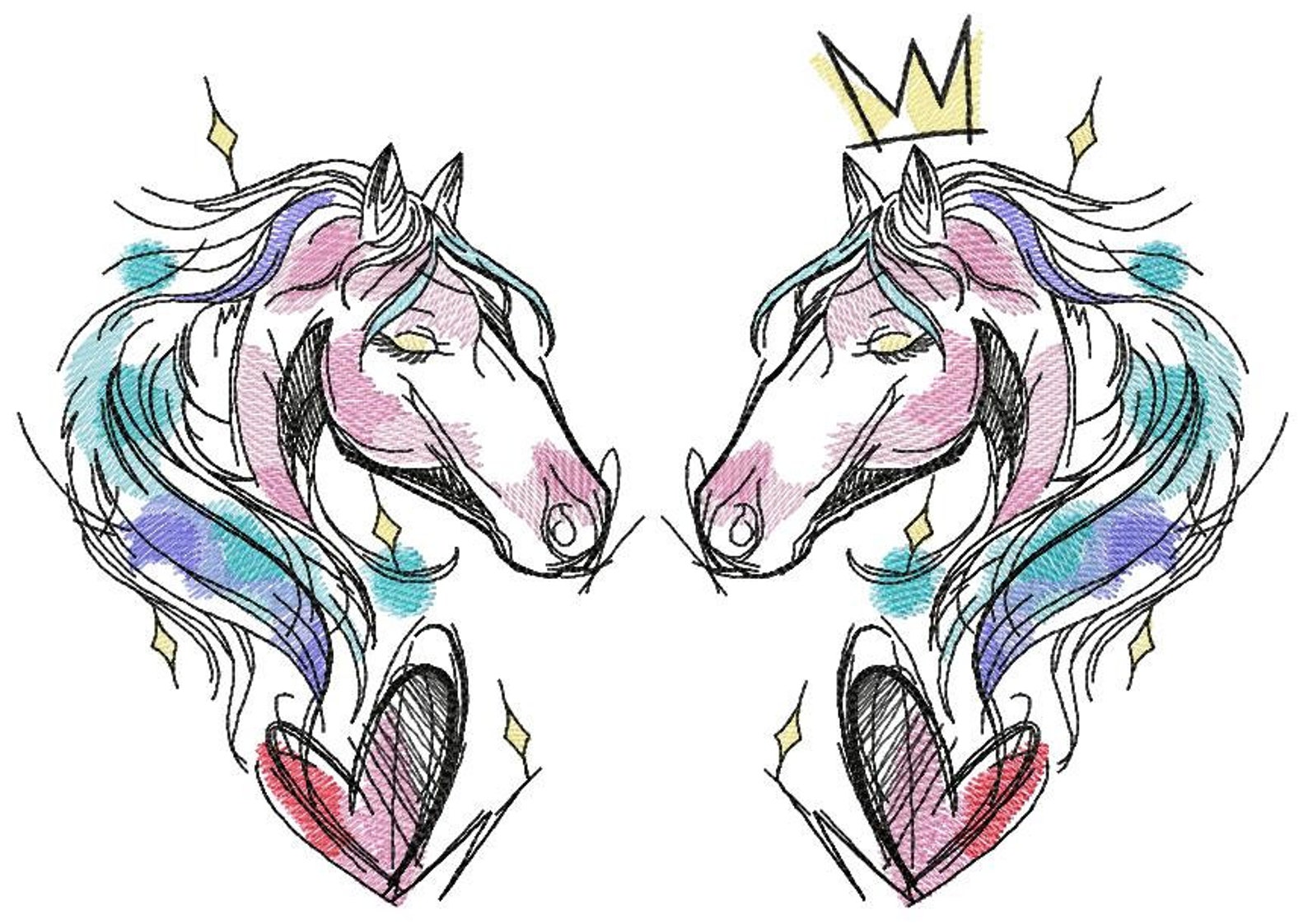 Painted Horse Machine Embroidery Design Embroidery Horse | Etsy