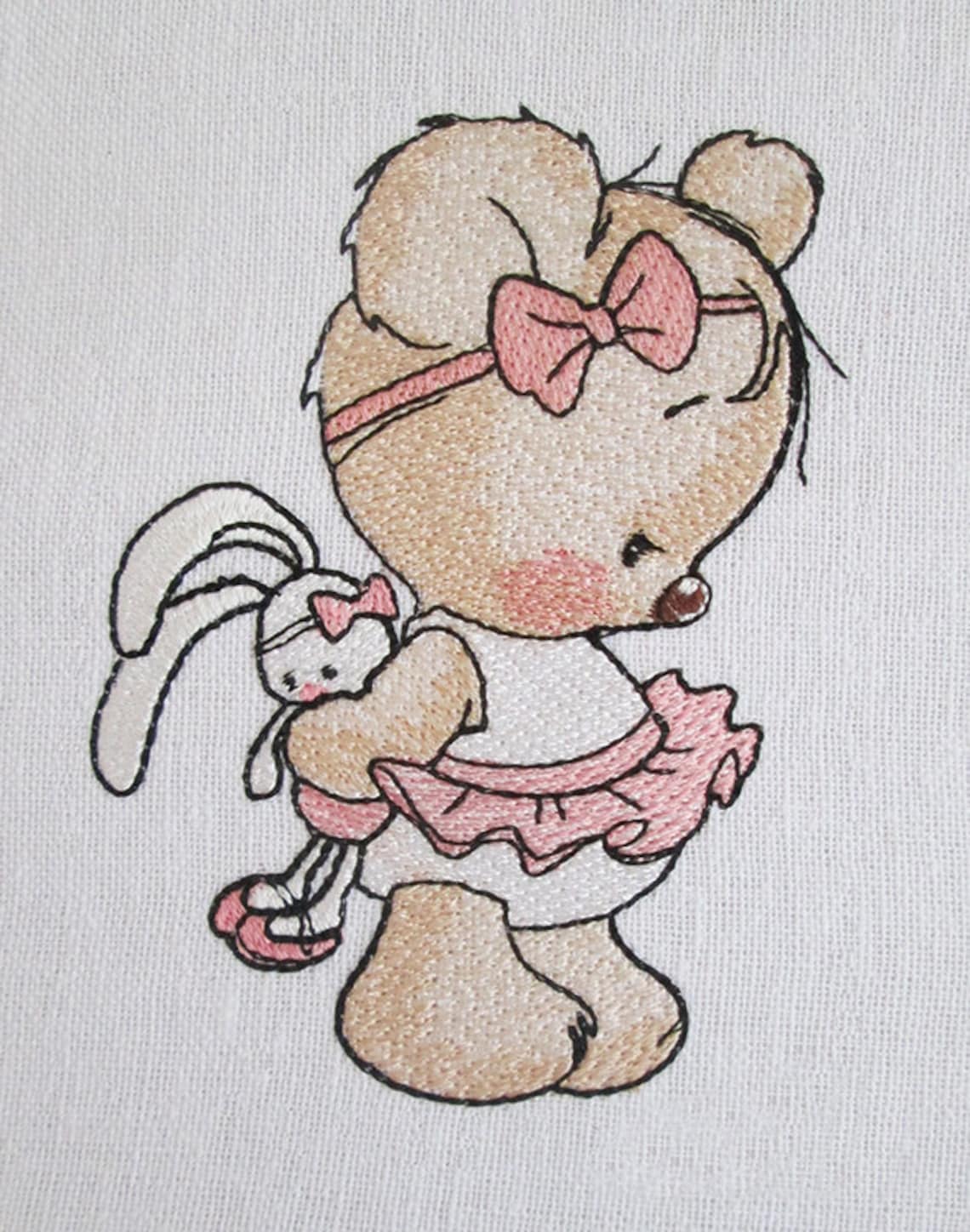 Bear Girl Machine Embroidery Design Embroidery Bear Kids - Etsy