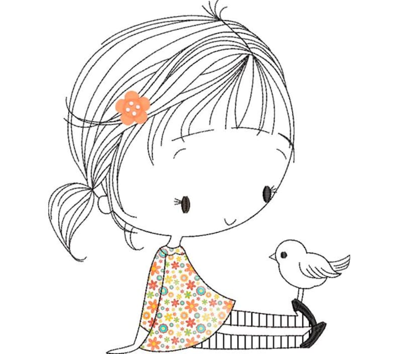 Little Bird Machine Embroidery Design Applique, Embroidery Girl, Kids ...