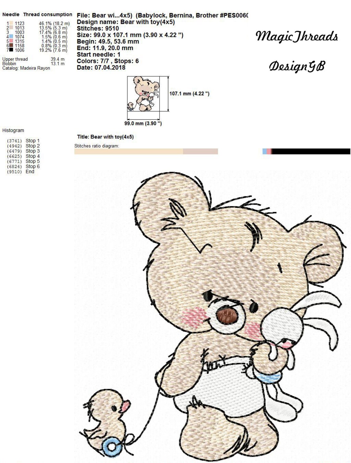 Bear With Toy Machine Embroidery Design Embroidery Bear Kids - Etsy