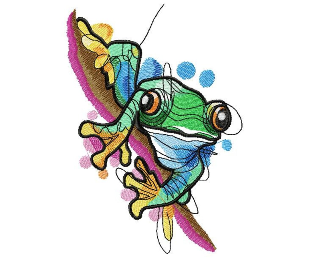 Frog Machine Embroidery Design, Embroidery Frog, Embroidery Animal ...