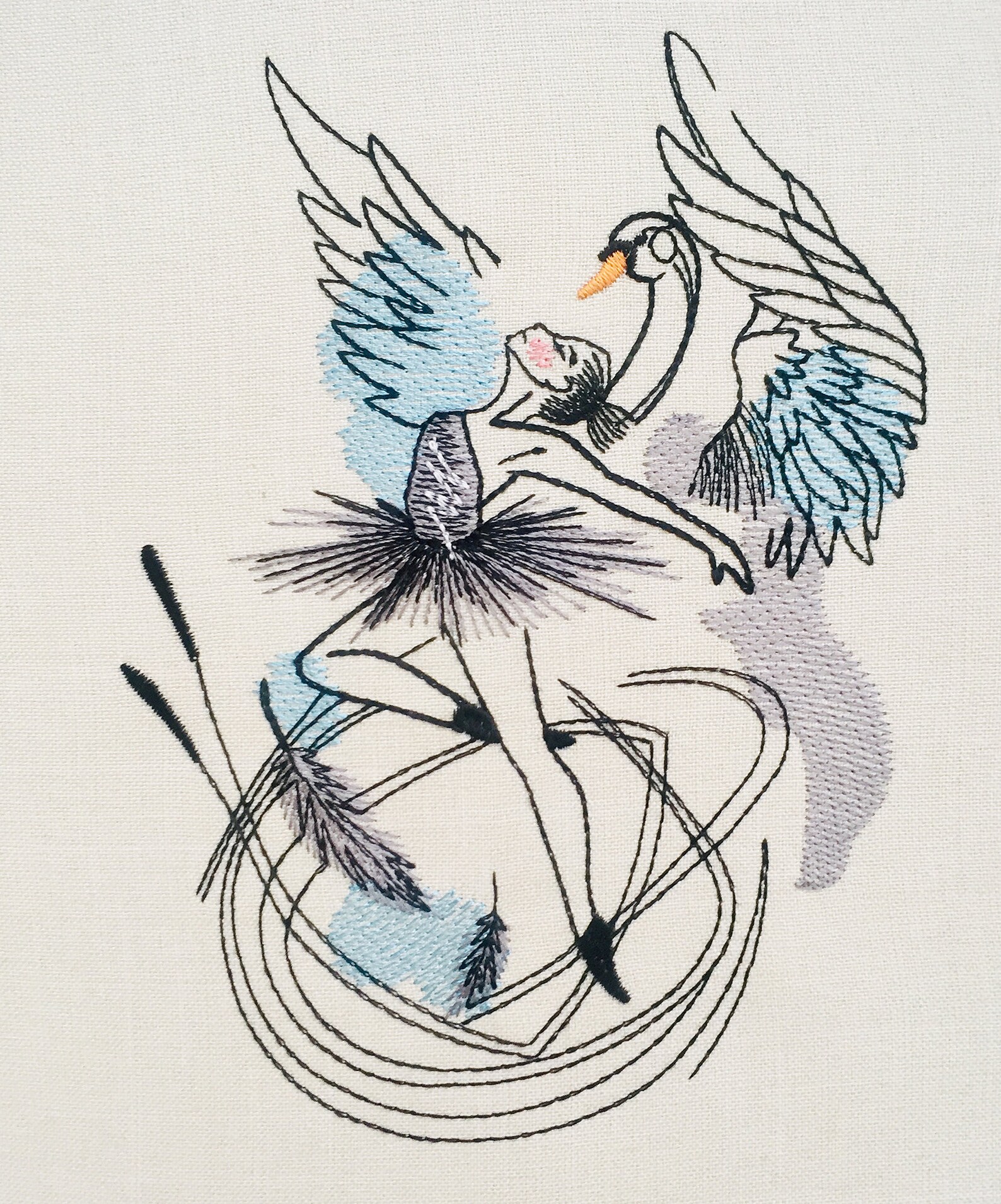 Black Swan Machine Embroidery Design Embroidery Ballerina | Etsy