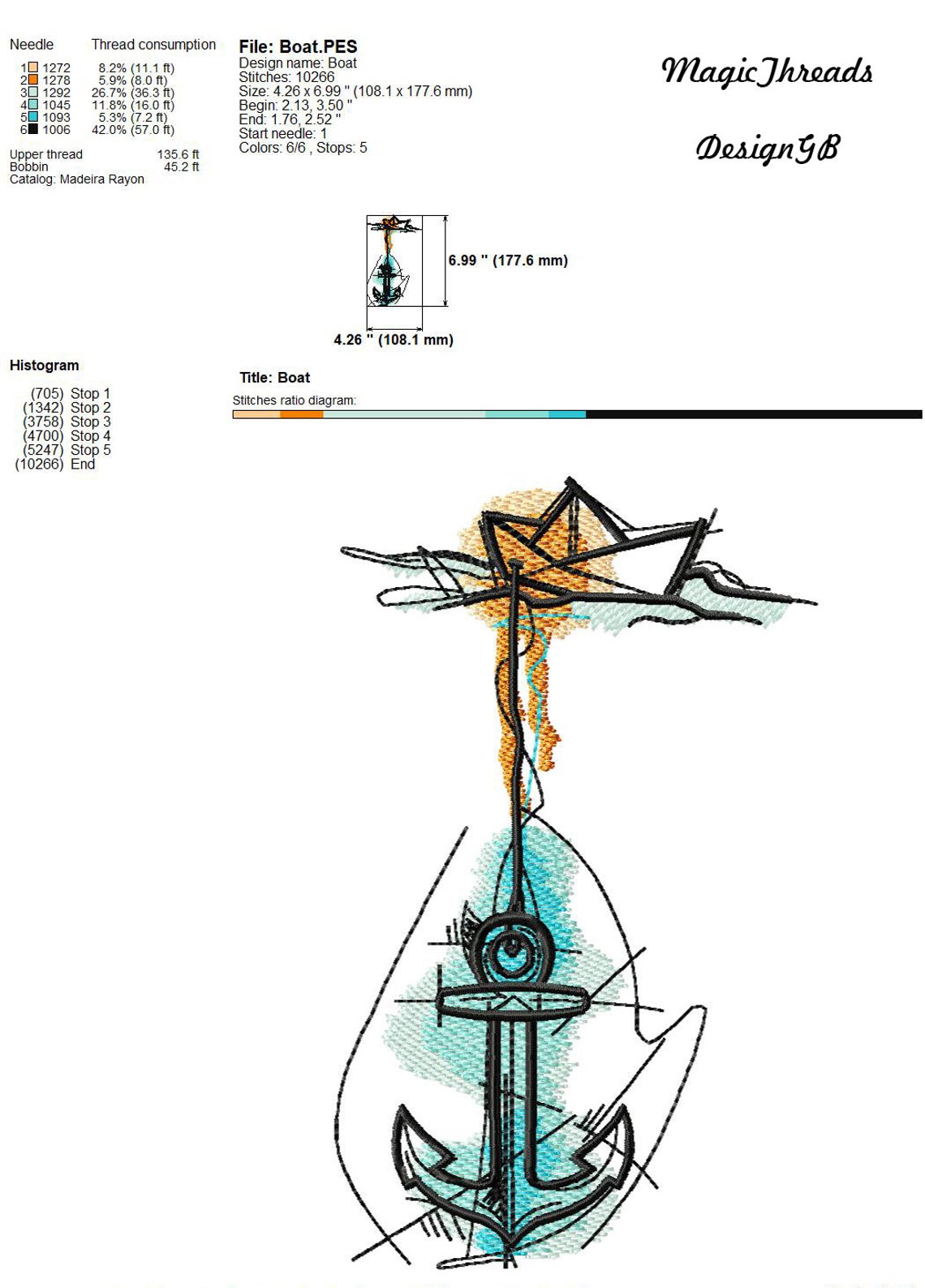 Paper Boat Machine Embroidery Designs, Ship and Anchor Embroidery ...