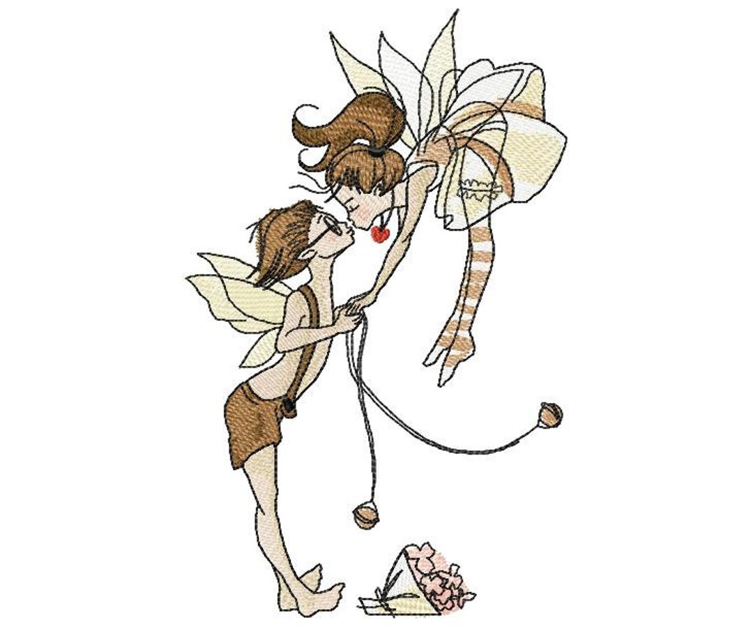 Kiss Elves Machine Embroidery Design, Elf Embroidery, Kids Design ...