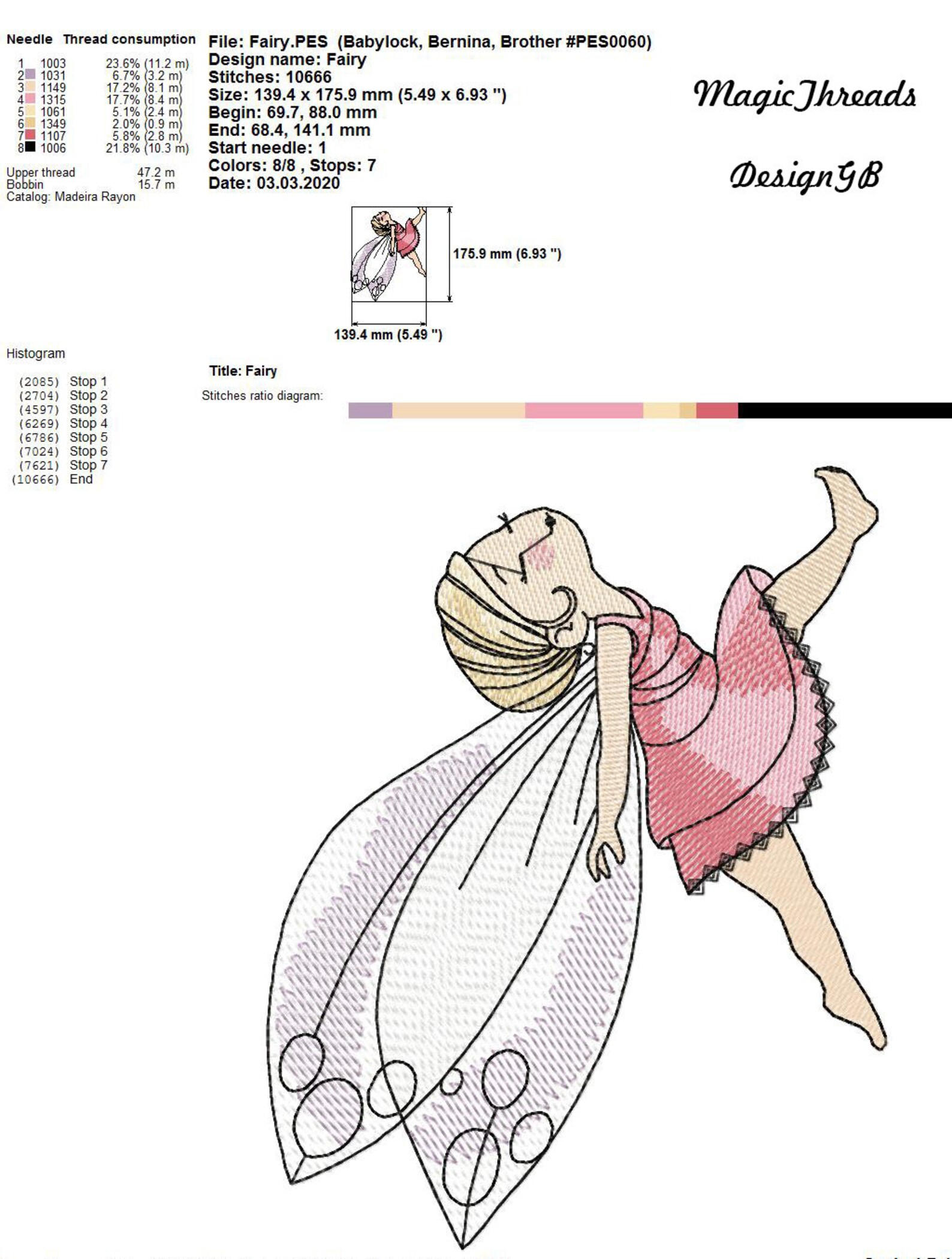 Pink Fairy Machine Embroidery Design Embroidery Fairy Flower - Etsy