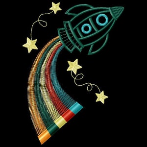 Rocket Ship Machine Embroidery Design, Embroidery Spaceship, Kids ...