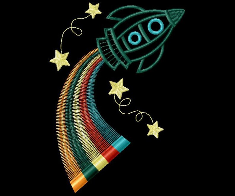 Rocket Ship Machine Embroidery Design Embroidery Spaceship - Etsy