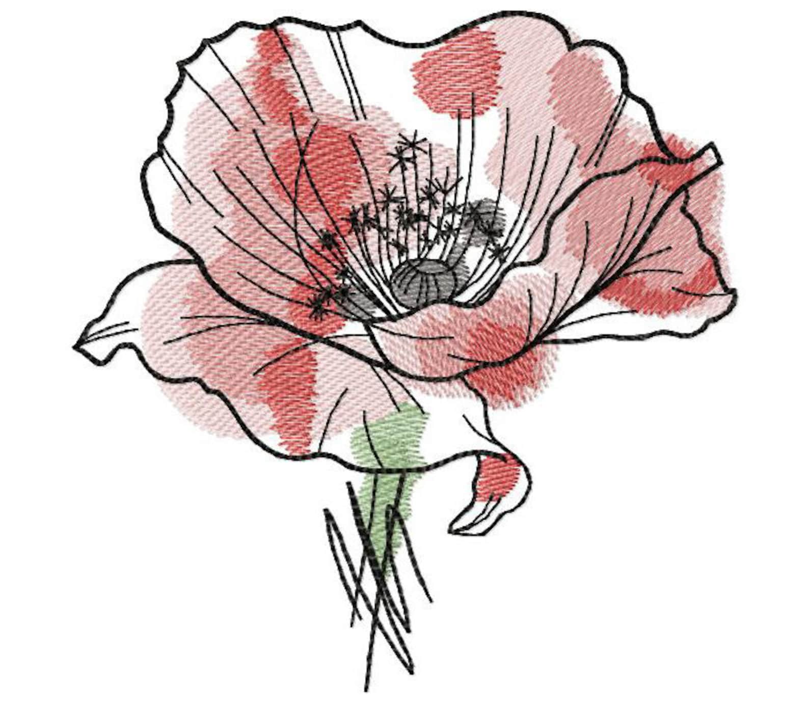 Poppy Machine Embroidery Designs Poppy Embroidery Flowers | Etsy UK