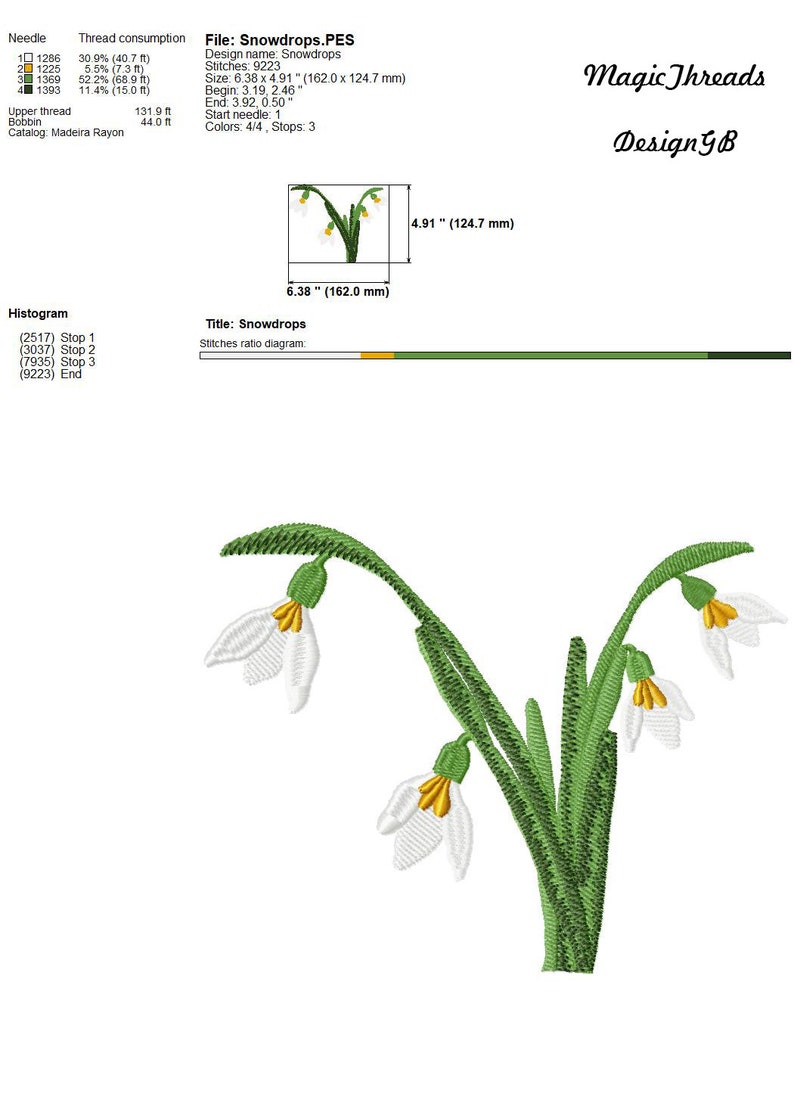 Snowdrops Flower Machine Embroidery Design Spring Flower - Etsy