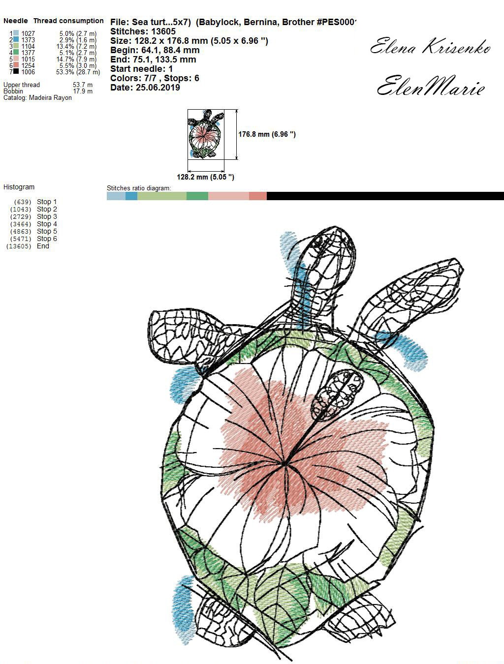 Sea Turtle Embroidery Design Embroidery Turtle Turtle - Etsy