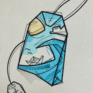 Sea Tea Bag Machine Embroidery Design, Sea Embroidery, Tea Bag Shaped ...