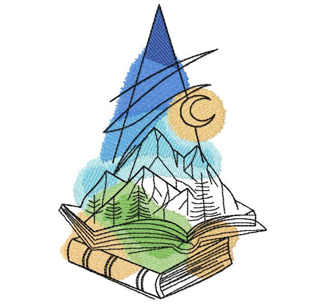 Books Night Landscape Machine Embroidery Designs, Night Scenery Design ...