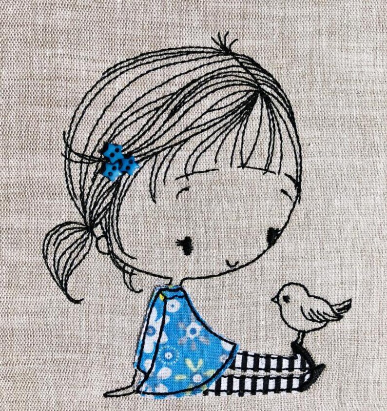 Little Bird Machine Embroidery Design Applique, Embroidery Girl, Kids ...
