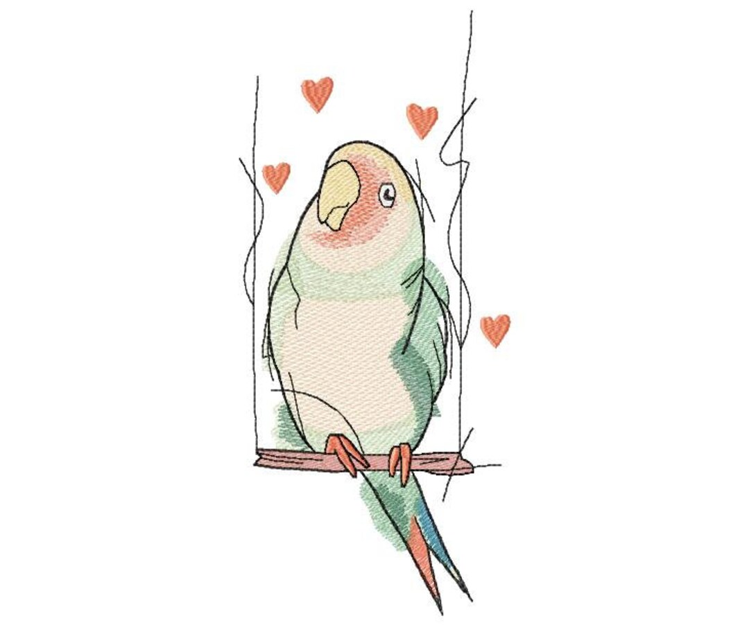 Parrot Machine Embroidery Design, Parrot on a Swing, Embroidery Bird ...