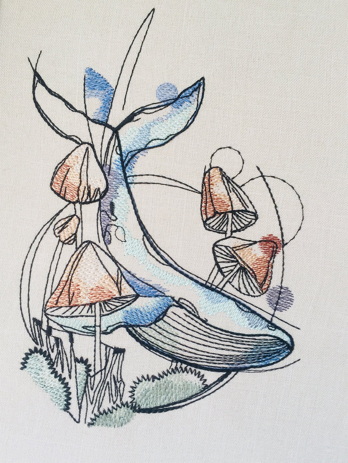 A Whale in the Woods Machine Embroidery Design Embroidery - Etsy
