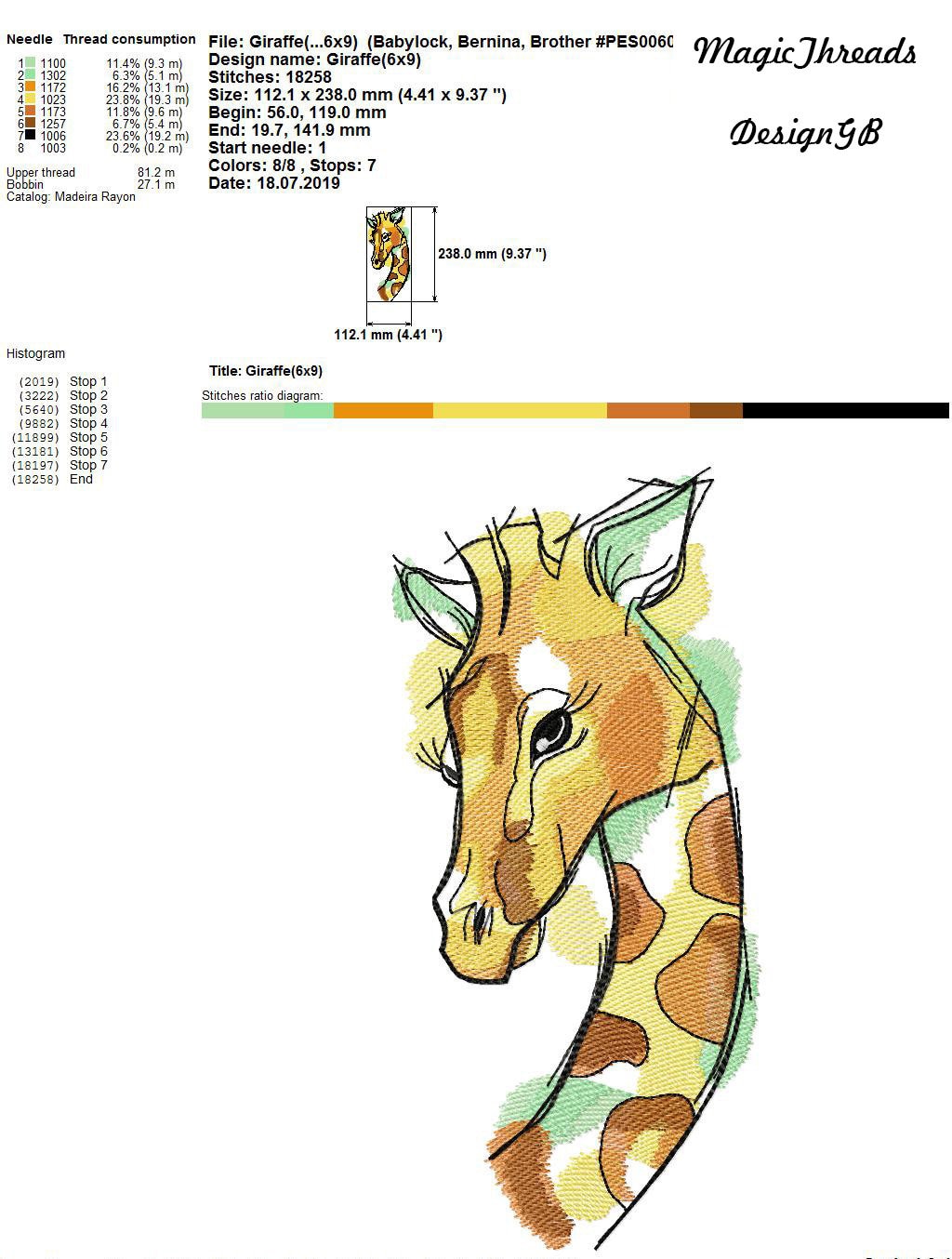 Solar Giraffe Machine Embroidery Design, Embroidery Giraffe,design ...