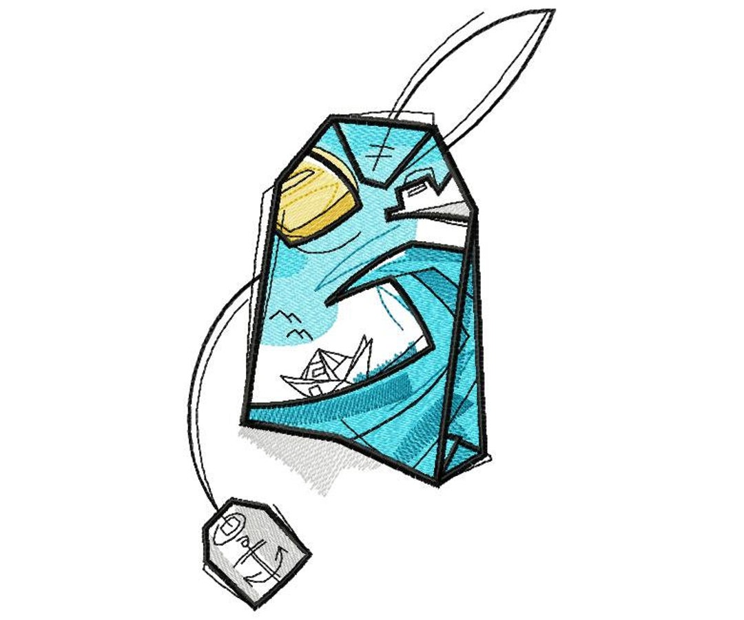 Sea Tea Bag Machine Embroidery Design, Sea Embroidery, Tea Bag Shaped ...