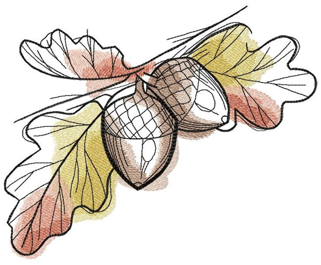 Acorns Machine Embroidery Designs, Acorn and Oak Leaf Embroidery, Acorn ...