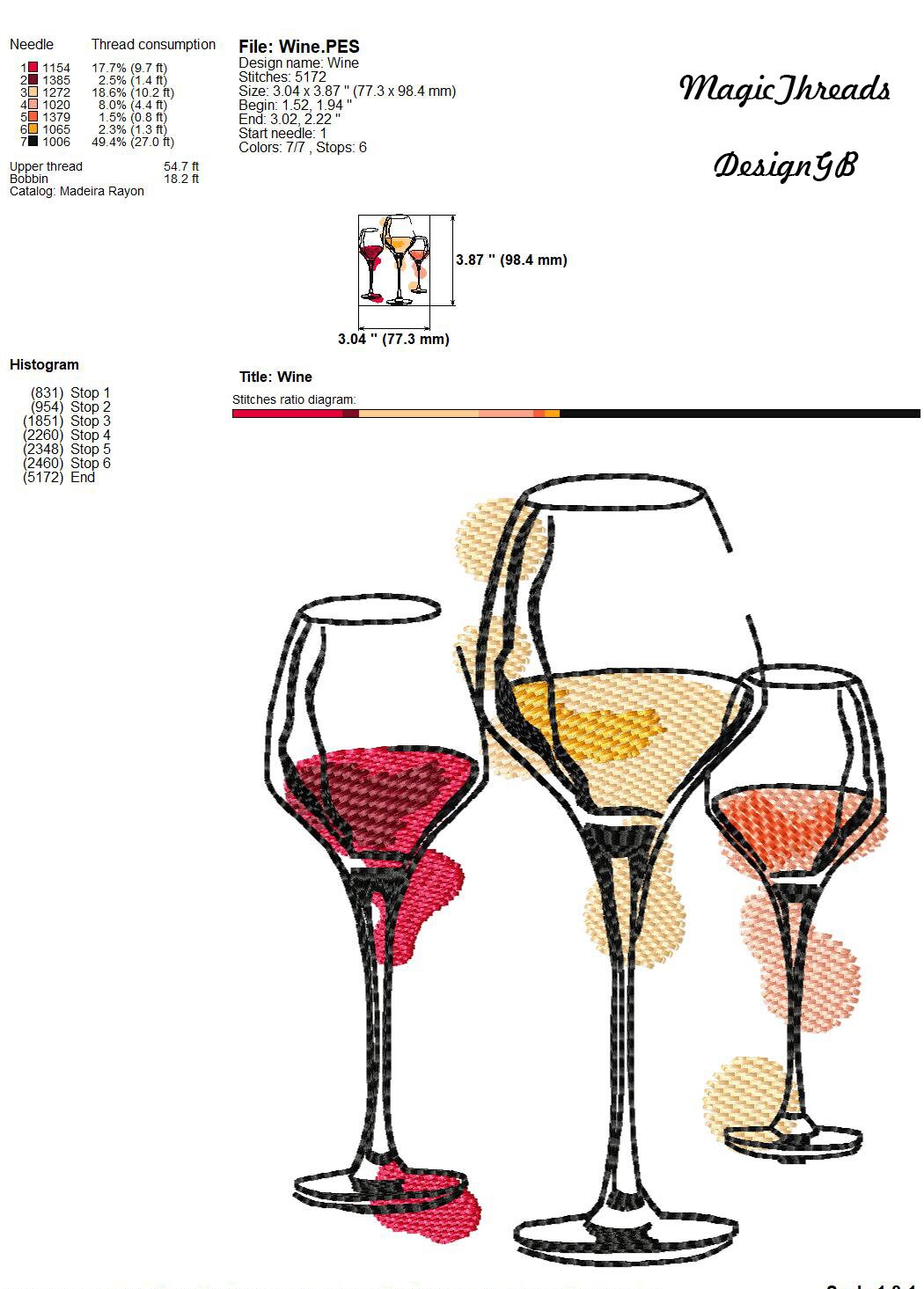 Wine in Glasses Machine Embroidery Designs, Wine Lover Embroidery ...