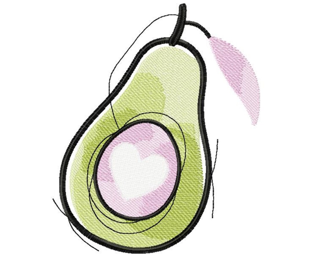 Avocado Fruit Embroidery Designs, Tropical Fruit Design, Avocado ...