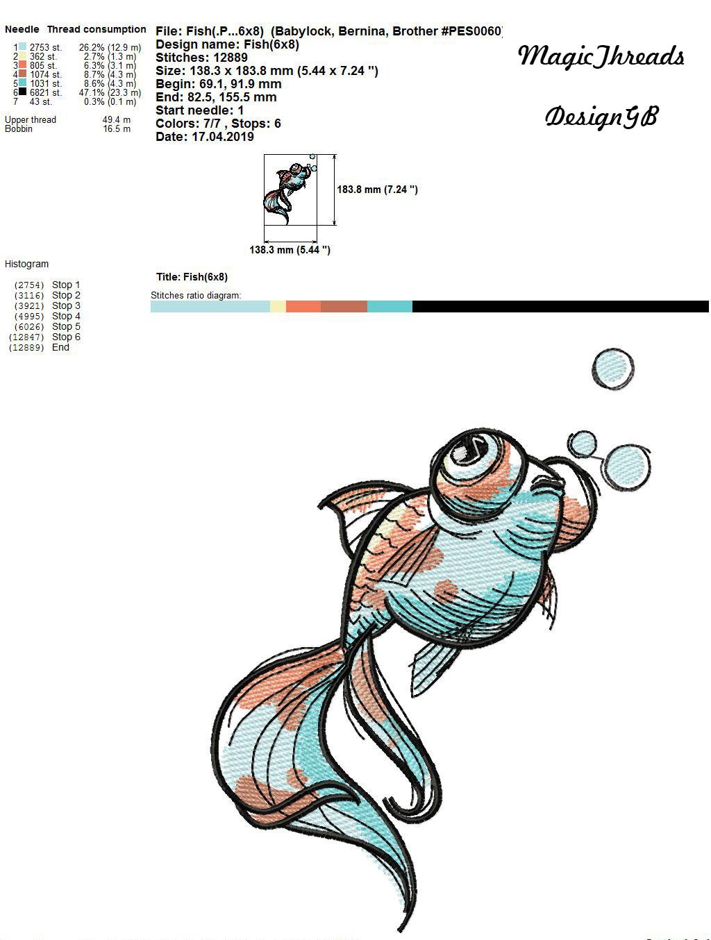 Fish Machine Embroidery Design Embroidery Fish Marine Design - Etsy