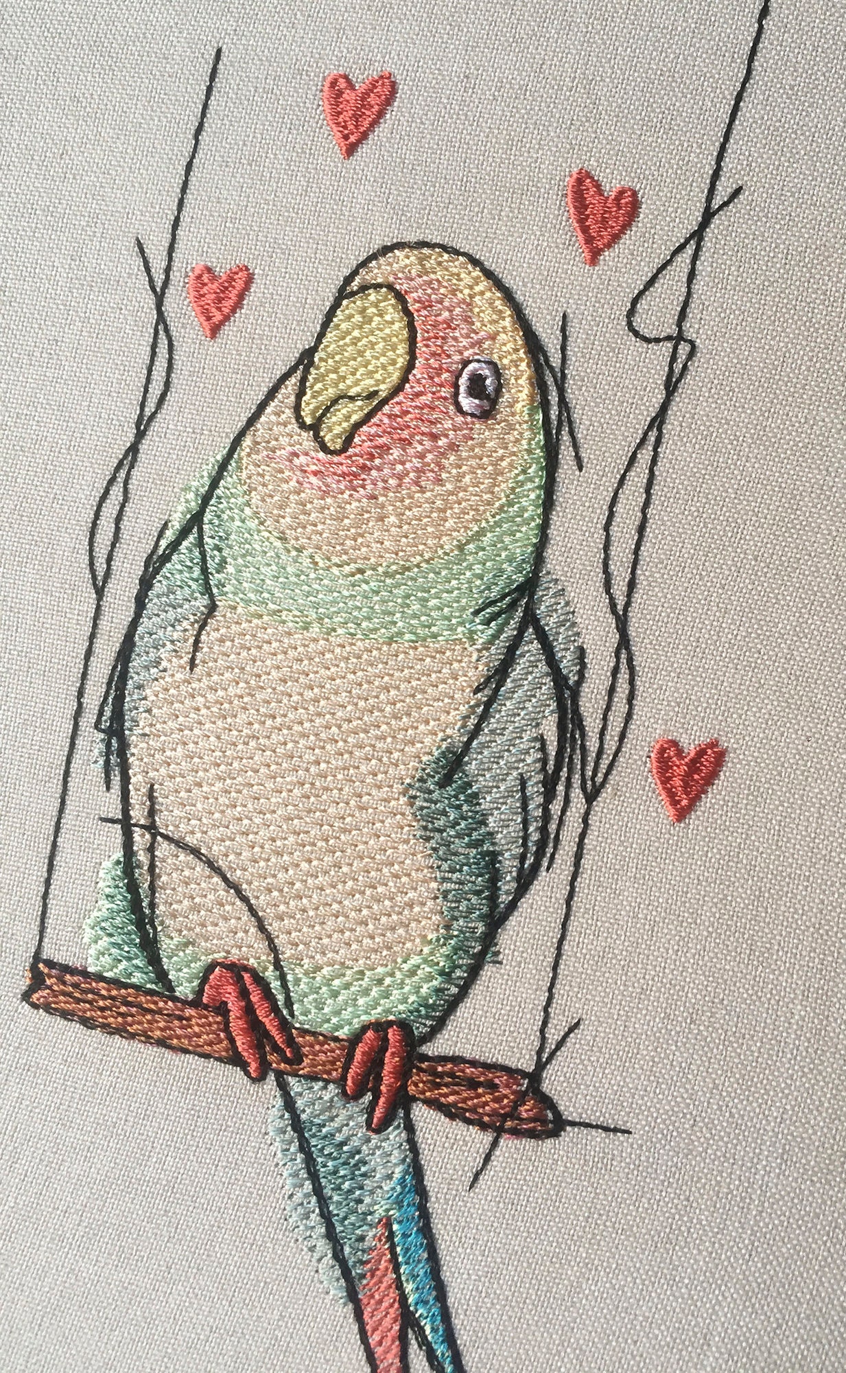 Parrot Machine Embroidery Design Parrot on a Swing - Etsy