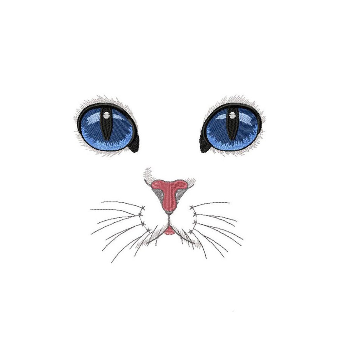White Cat Machine Embroidery Design, Embroidery Cat, Cat Head Design 4* ...
