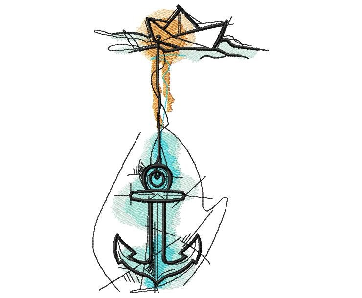 Paper Boat Machine Embroidery Designs Ship and Anchor - Etsy