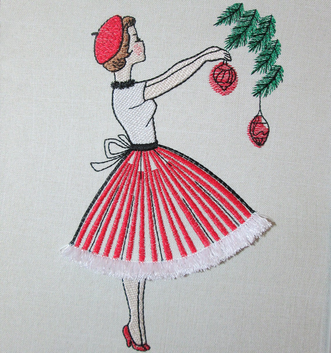 Christmas Eve Machine Embroidery Design Fringe, Christmas Vintage ...