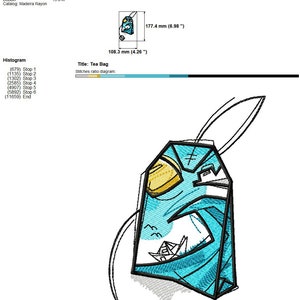 Sea Tea Bag Machine Embroidery Design, Sea Embroidery, Tea Bag Shaped ...