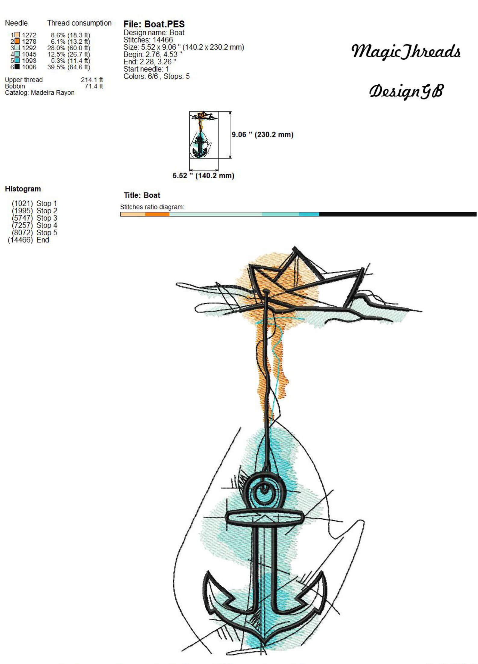 Paper Boat Machine Embroidery Designs, Ship and Anchor Embroidery ...