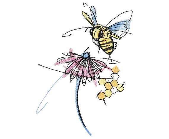 Bee and Flower Machine Embroidery Designs Bee Embroidery - Etsy UK
