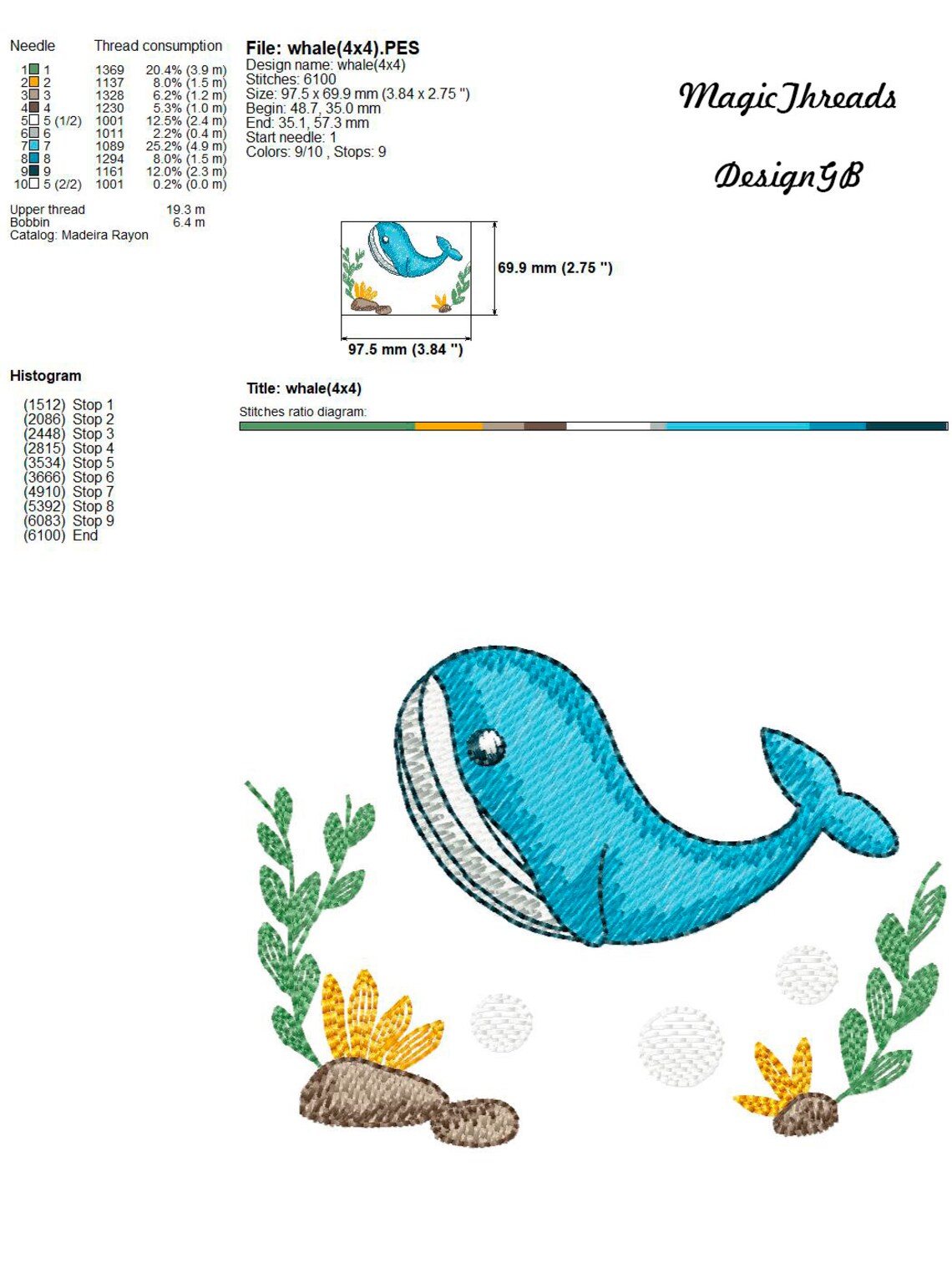 Dreamy Whale Machine Embroidery Design, Sea Animal Design, Kids Design ...