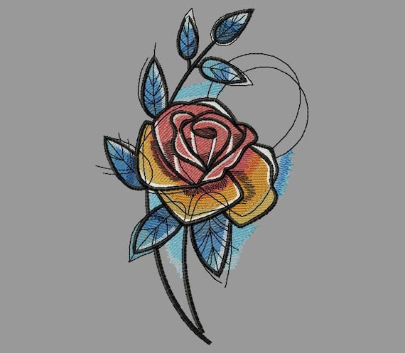 Rose Machine Embroidery Designs Rose Embroidery Flowers - Etsy
