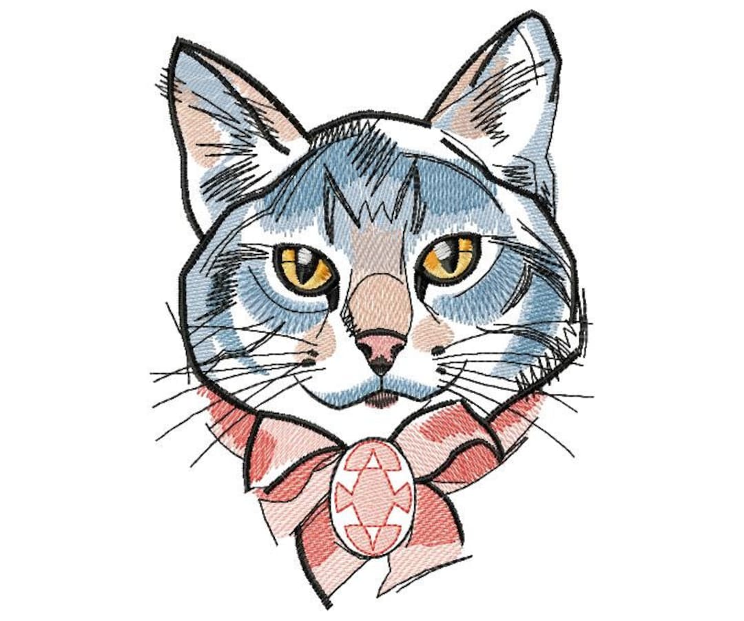 Blue Cat Machine Embroidery Design, Embroidery Cat, Embroidery Animal ...