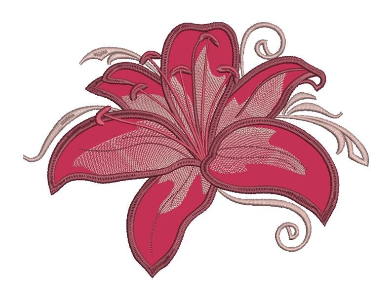 Lily Applique Machine Embroidery Design, Lily Applique Design, Applique ...