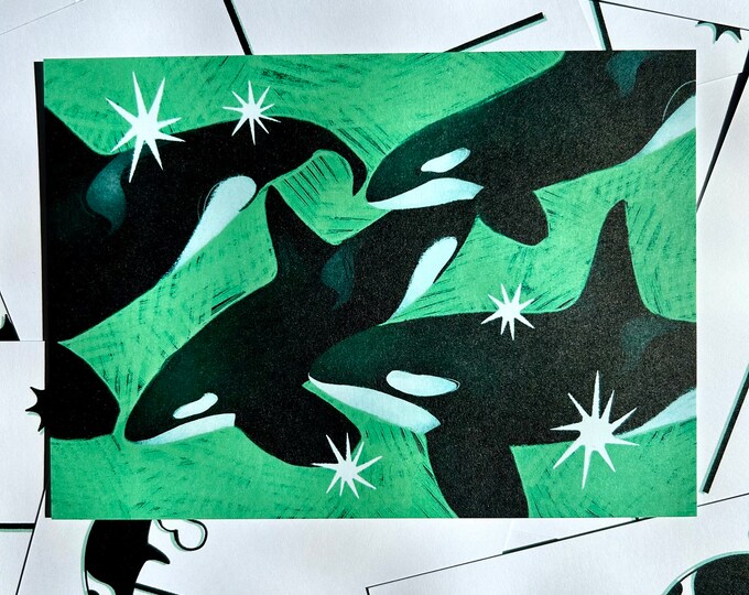 Orca Postcard Art Print - Etsy