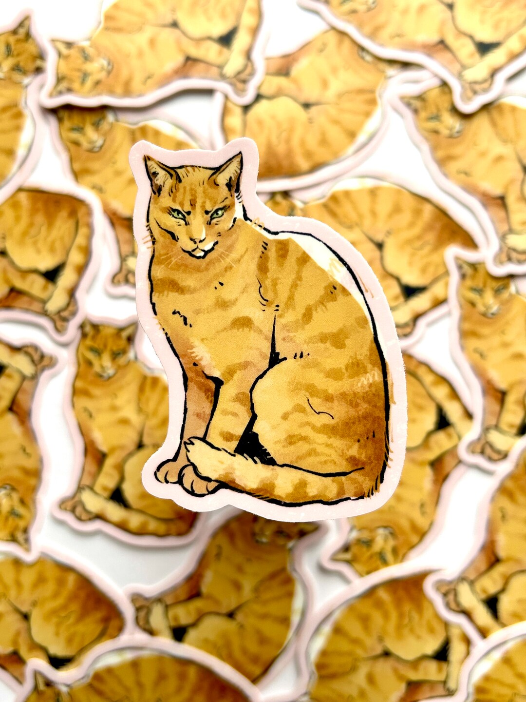 Grumpy Ginger Cat Matte Vinyl Waterproof Sticker - Etsy