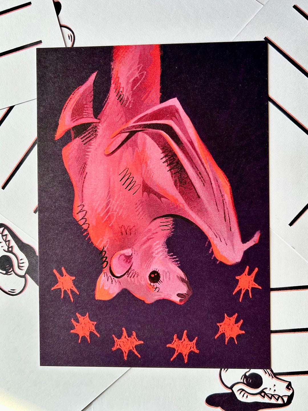 Bat Postcard Art Print - Etsy