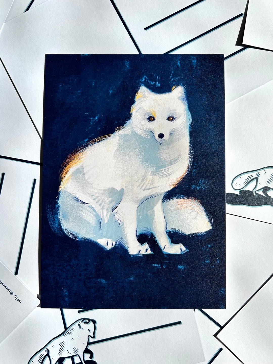 Arctic Fox Postcard Art Print - Etsy