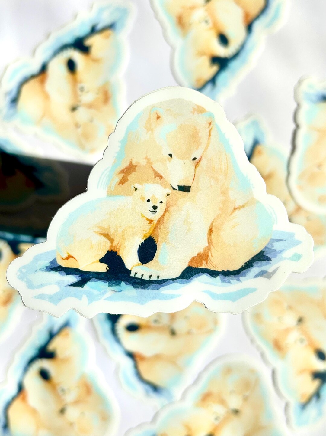 Polar Bear and Cub Matte Vinyl Waterproof Sticker - Etsy